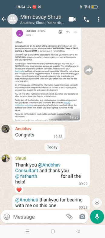 Shruti Master in Management Insead