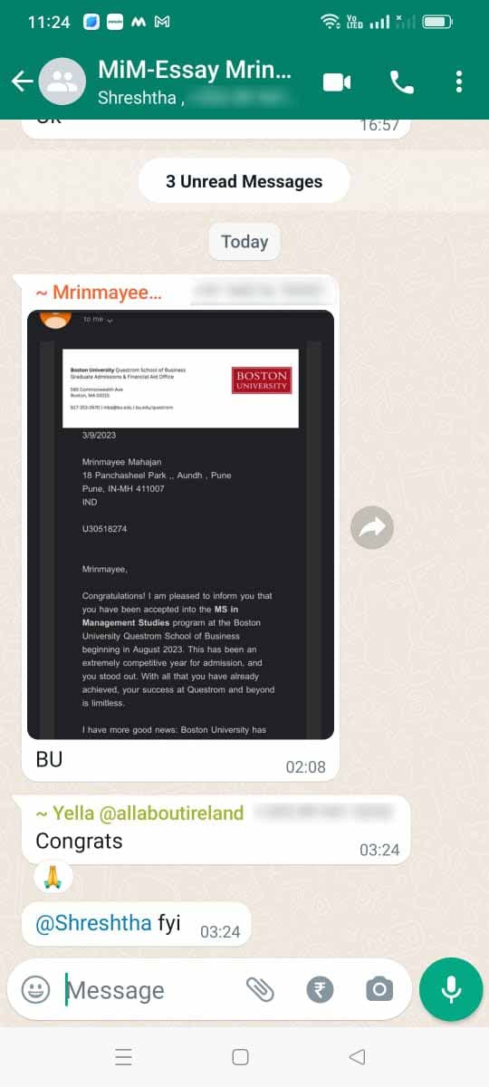 Mrinmayee Masters in Management Boston University